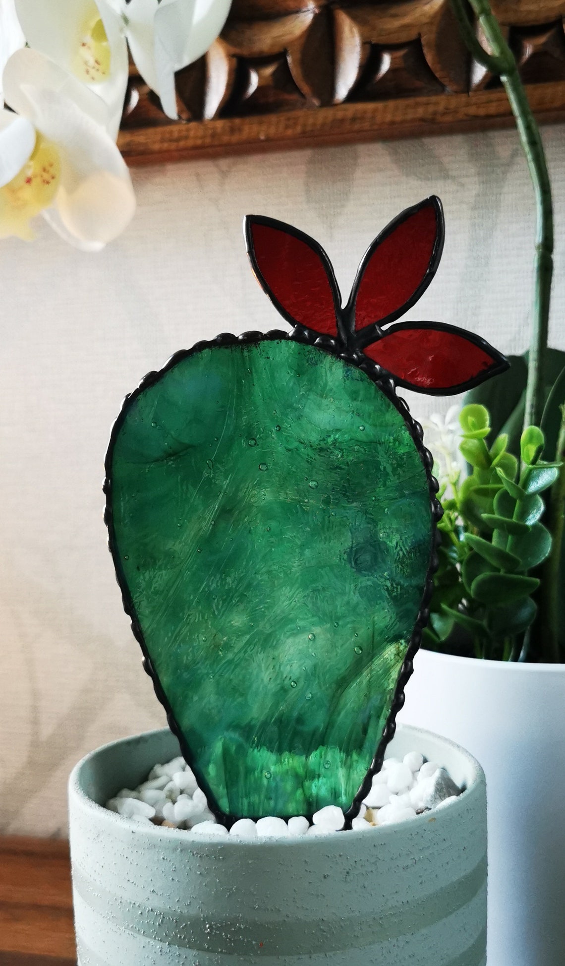 Stained Glass Cactus Plant Stake, Stained Glass Cactus, Pot Stake - Etsy