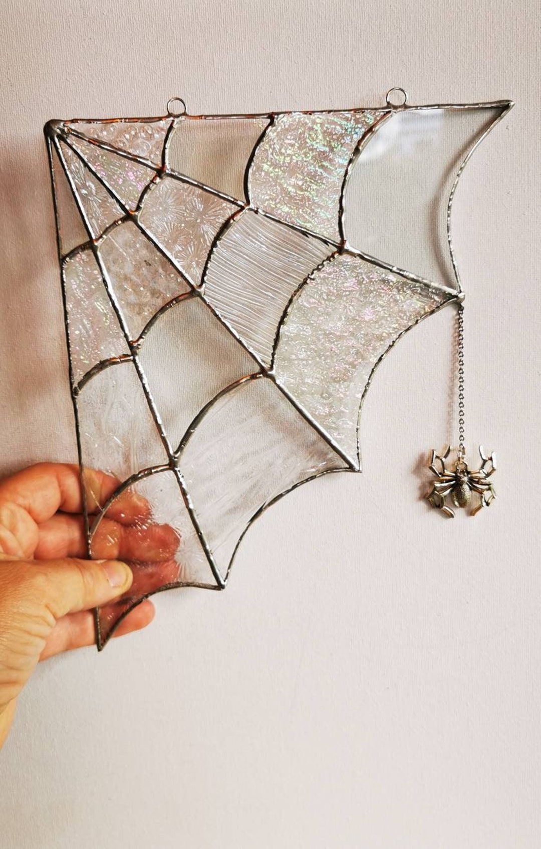 Cobweb With Spider, Window Decoration, Clear Stained Glass, Halloween ...