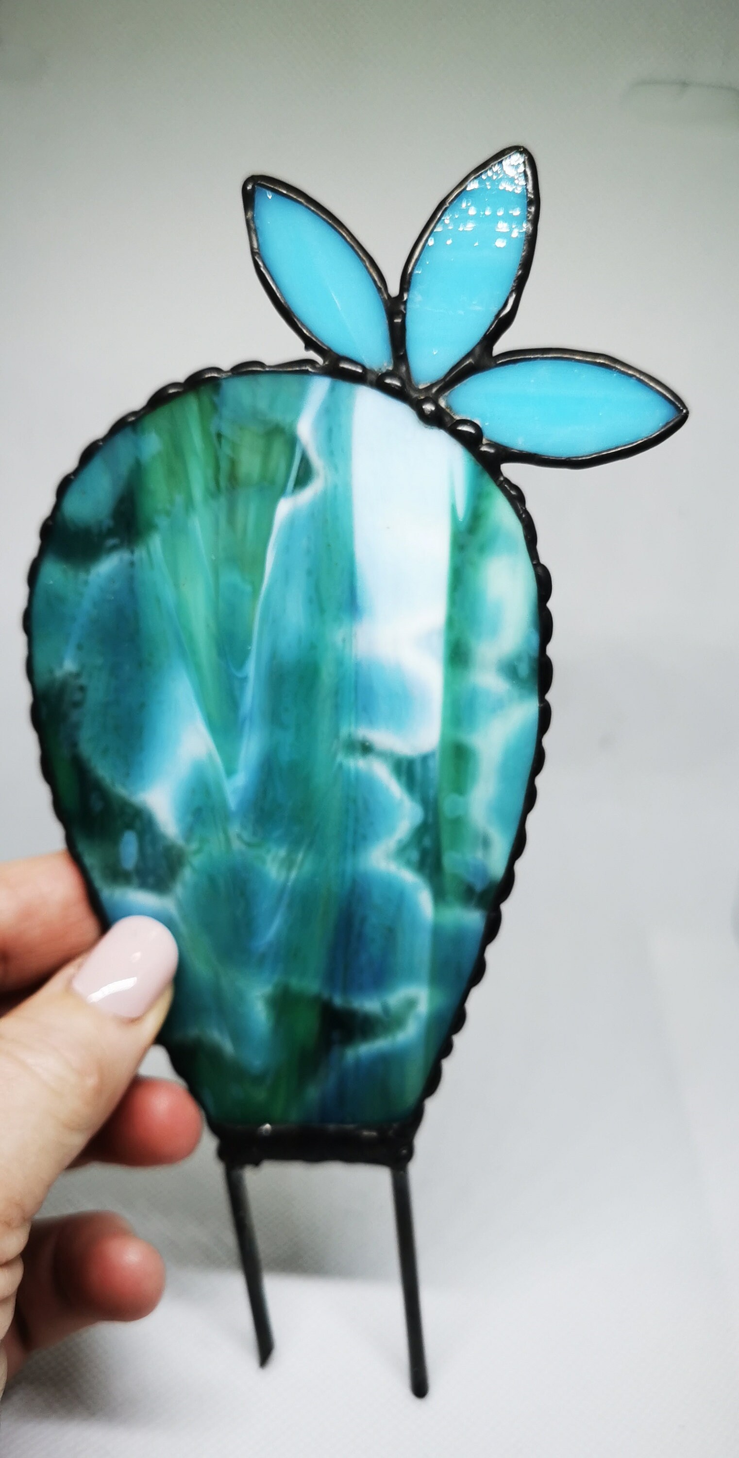 Stained Glass Cactus Plant Stake Stained Glass Cactus Pot - Etsy