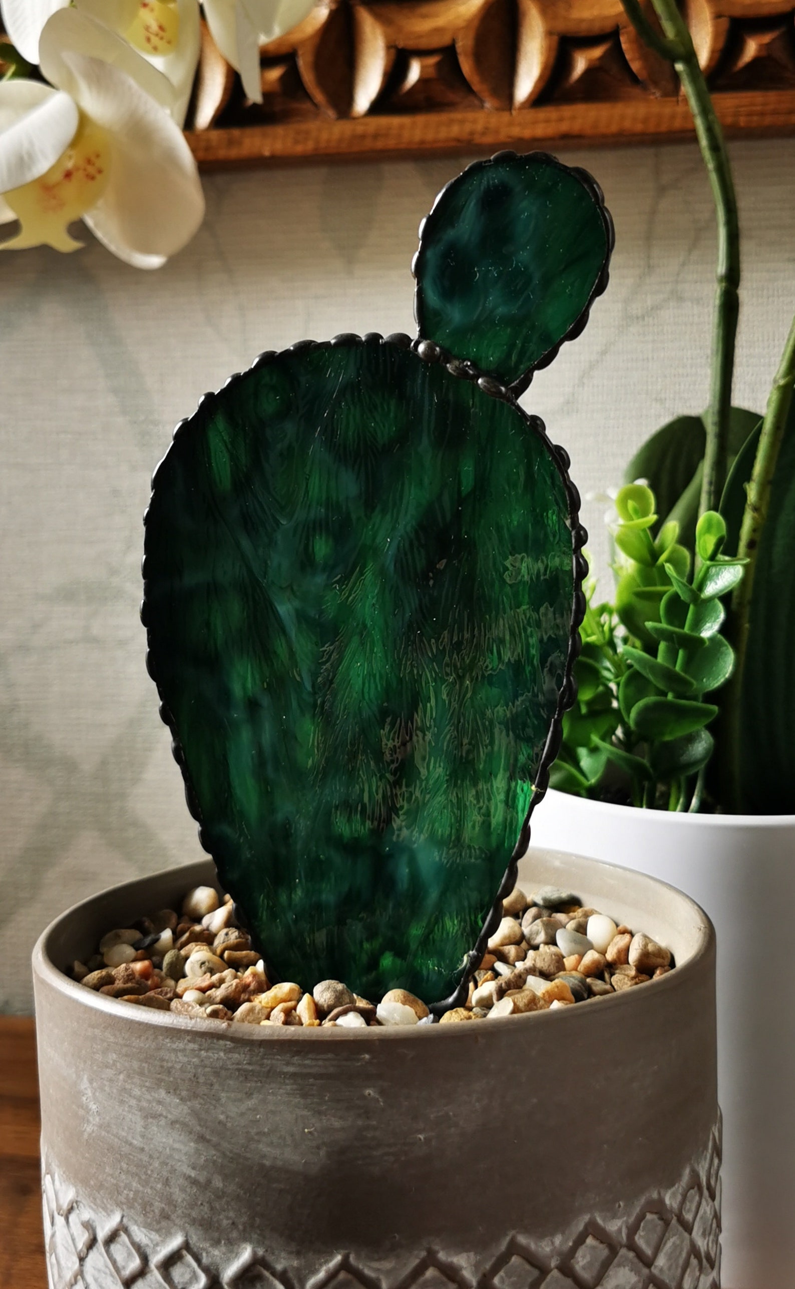Stained Glass Cactus Plant Stake, Stained Glass Cactus, Pot Stake - Etsy