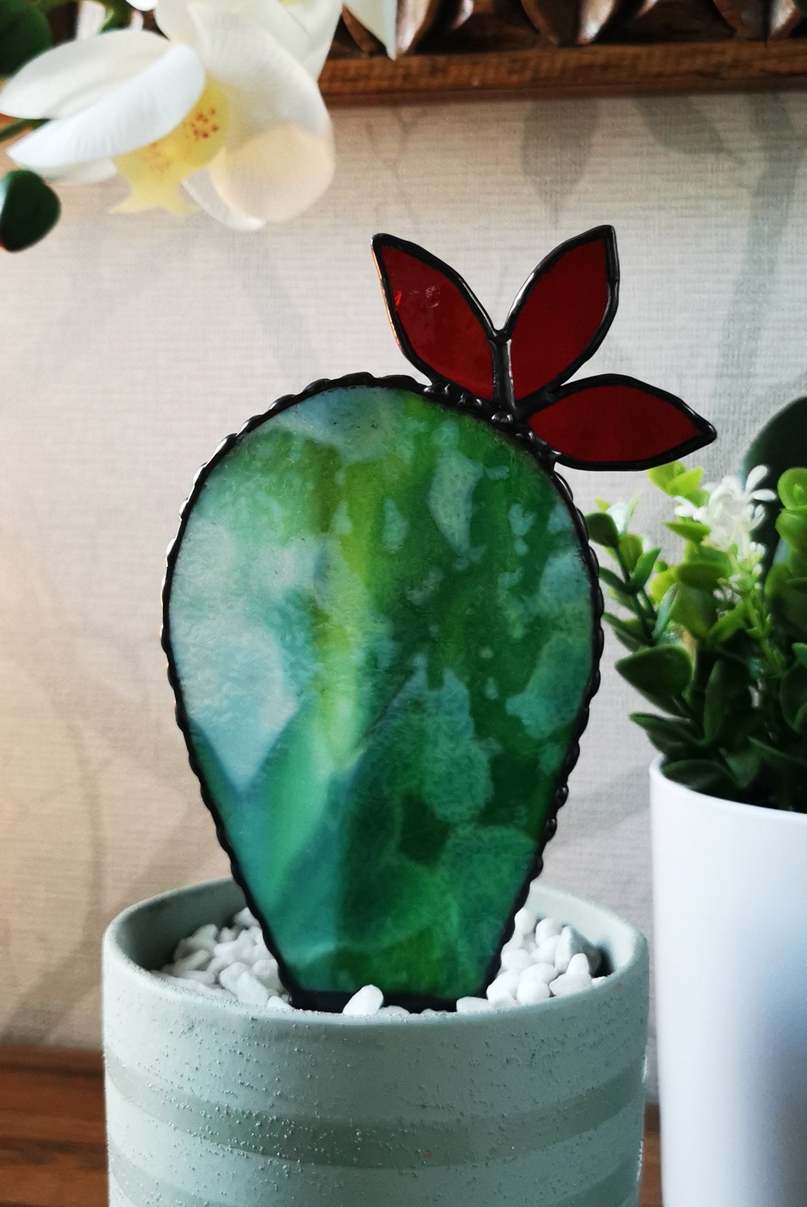 Stained Glass Cactus Plant Stake, Stained Glass Cactus, Pot Stake - Etsy