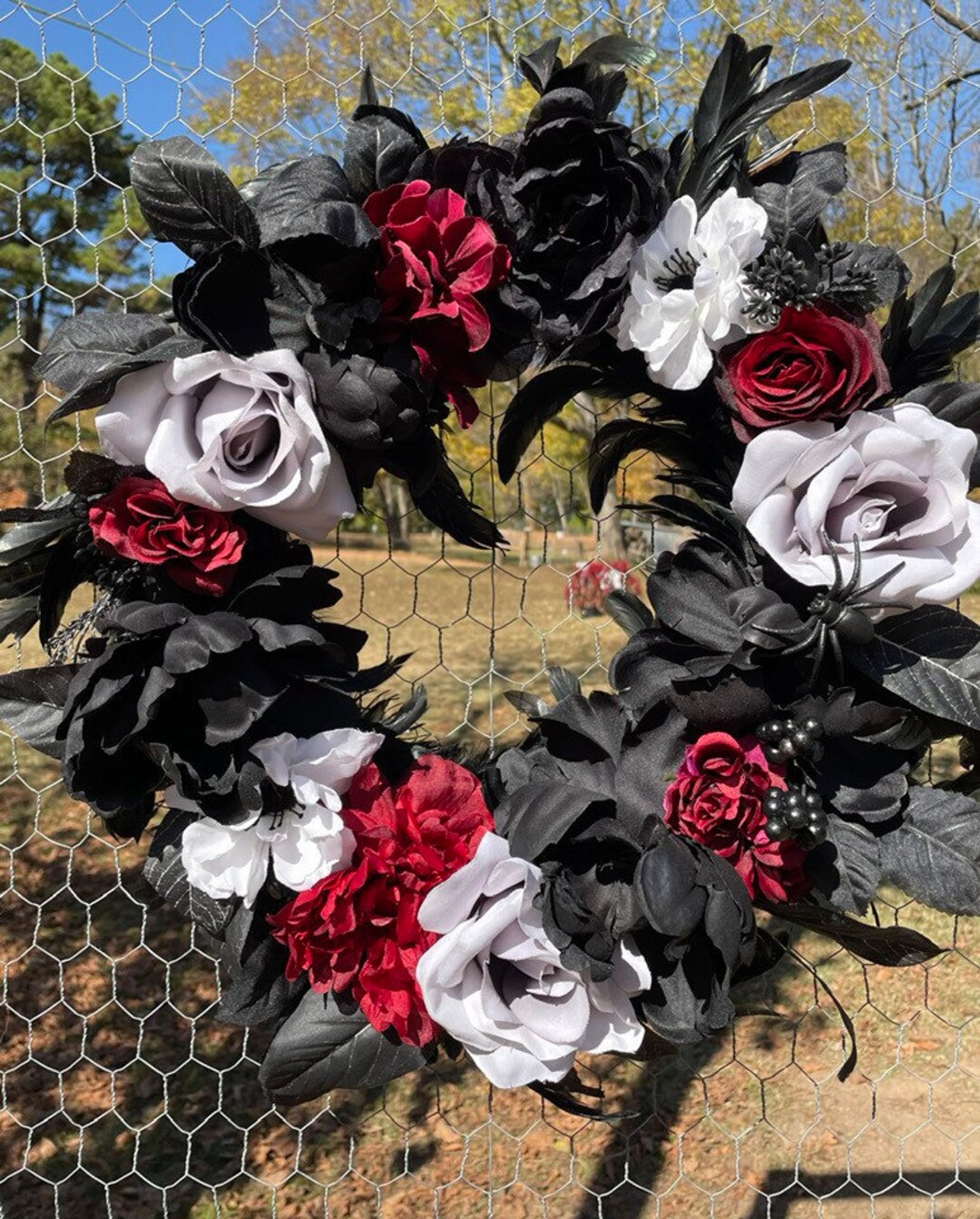 Gothic Wreath/peony Wreath/glam Goth Wreath/rose Wreath/valentine Black ...