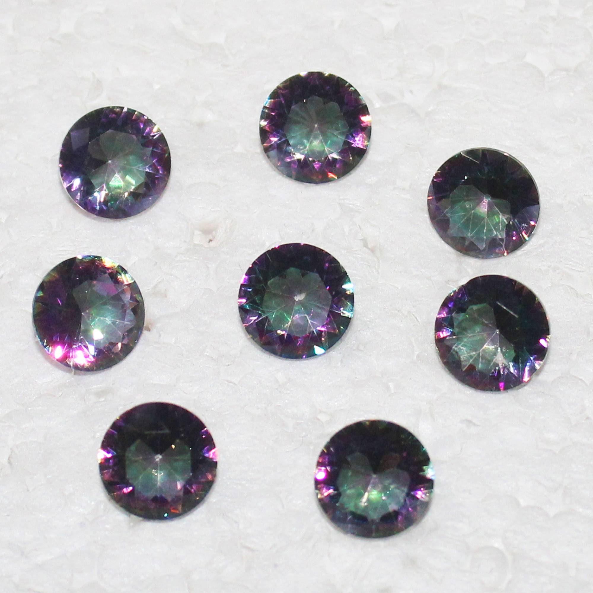 Piedra de topacio místico de tamaño 10 x 10 mm, corte redondo facetado ...