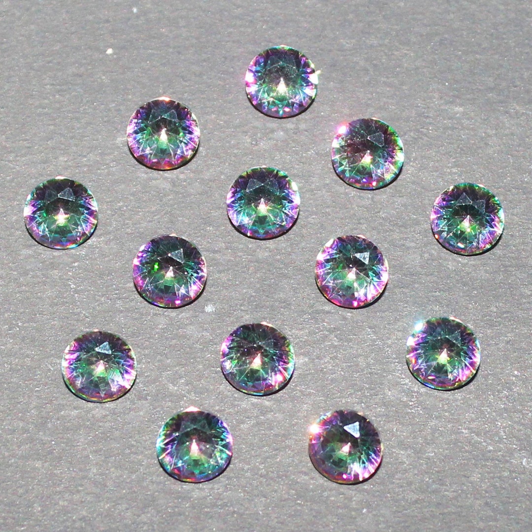 Piedra de topacio místico de tamaño 10 x 10 mm, corte redondo facetado ...