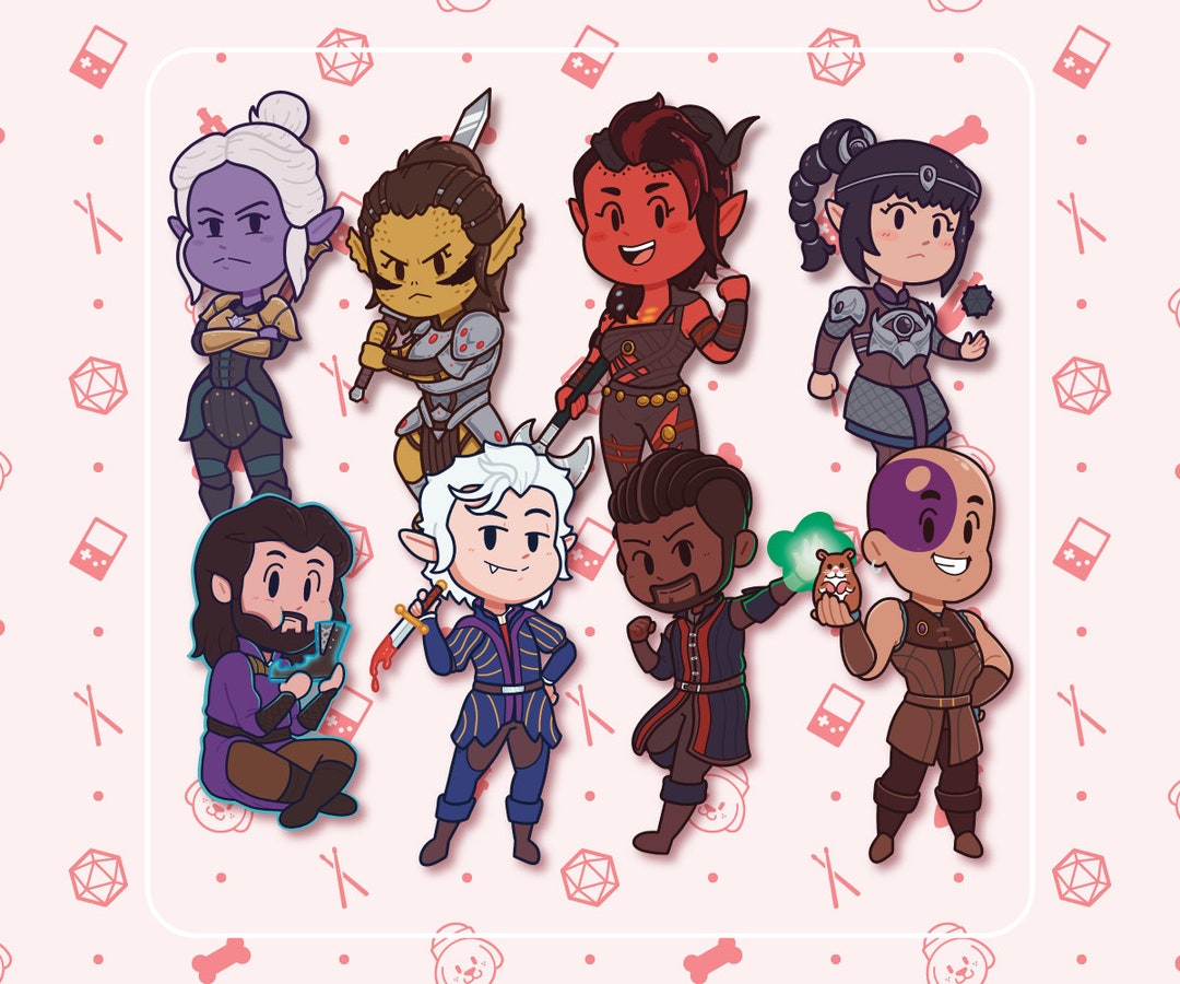 Baldur's Gate 3 Inspired Vinyl Chibi Character Stickers BG3 - Etsy