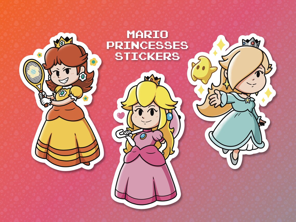 Mario Princesses Vinyl Cute Gaming Stickers Peach, Daisy, Rosalina - Etsy