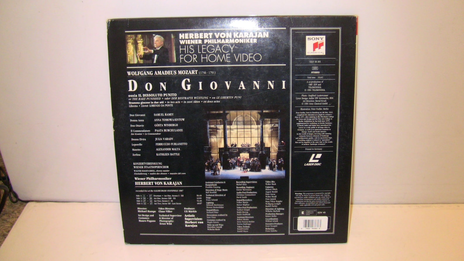 Karajan Mozart Don Giovanni Ramey 2 Discs Laserdisc LD Classic - Etsy UK