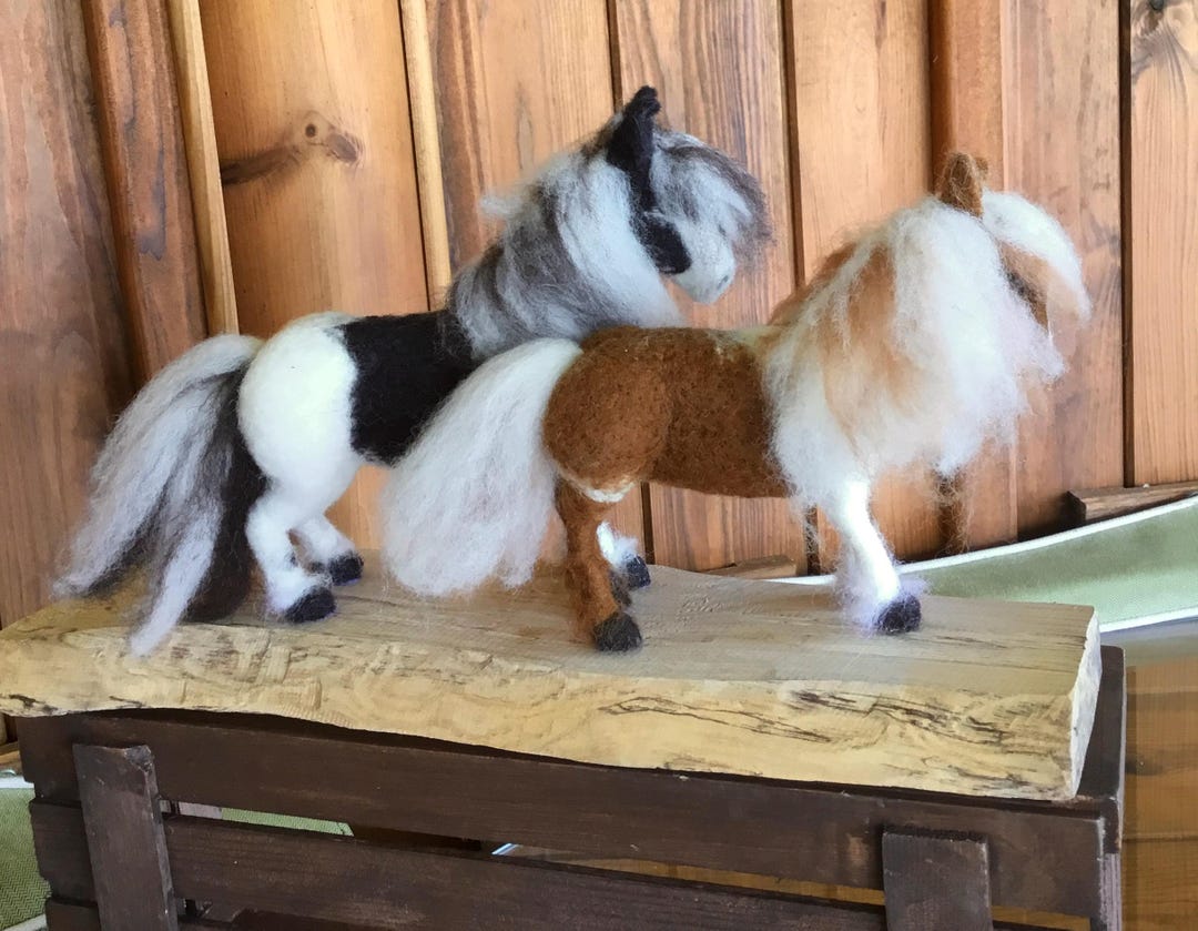 Shetland Ponies, Horse Lovers, Horse Ornament, Pony Ornament, Original Art, Needle Felt Pony - Etsy
