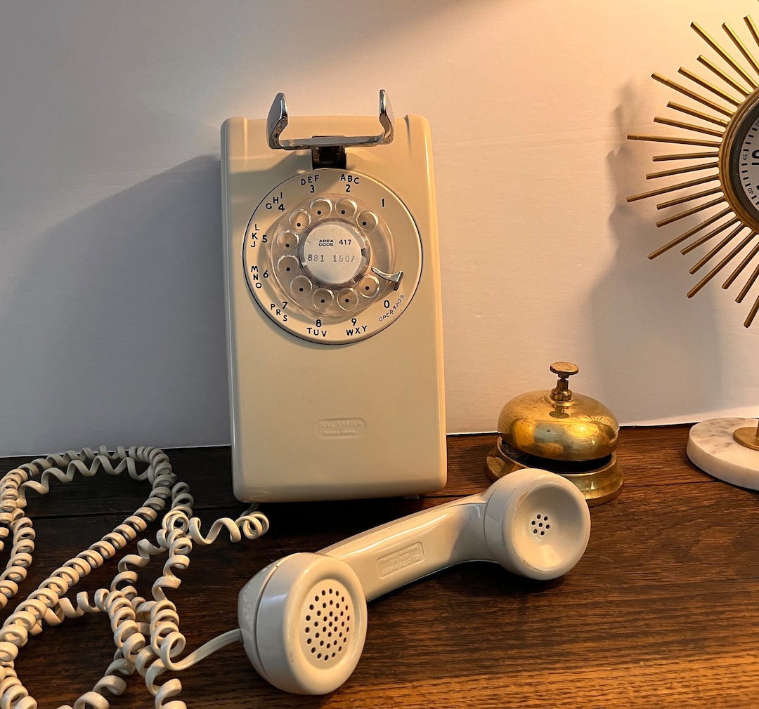 Vintage Rotary Wall Phone, Bell System, Ivory With Long Cord - Etsy