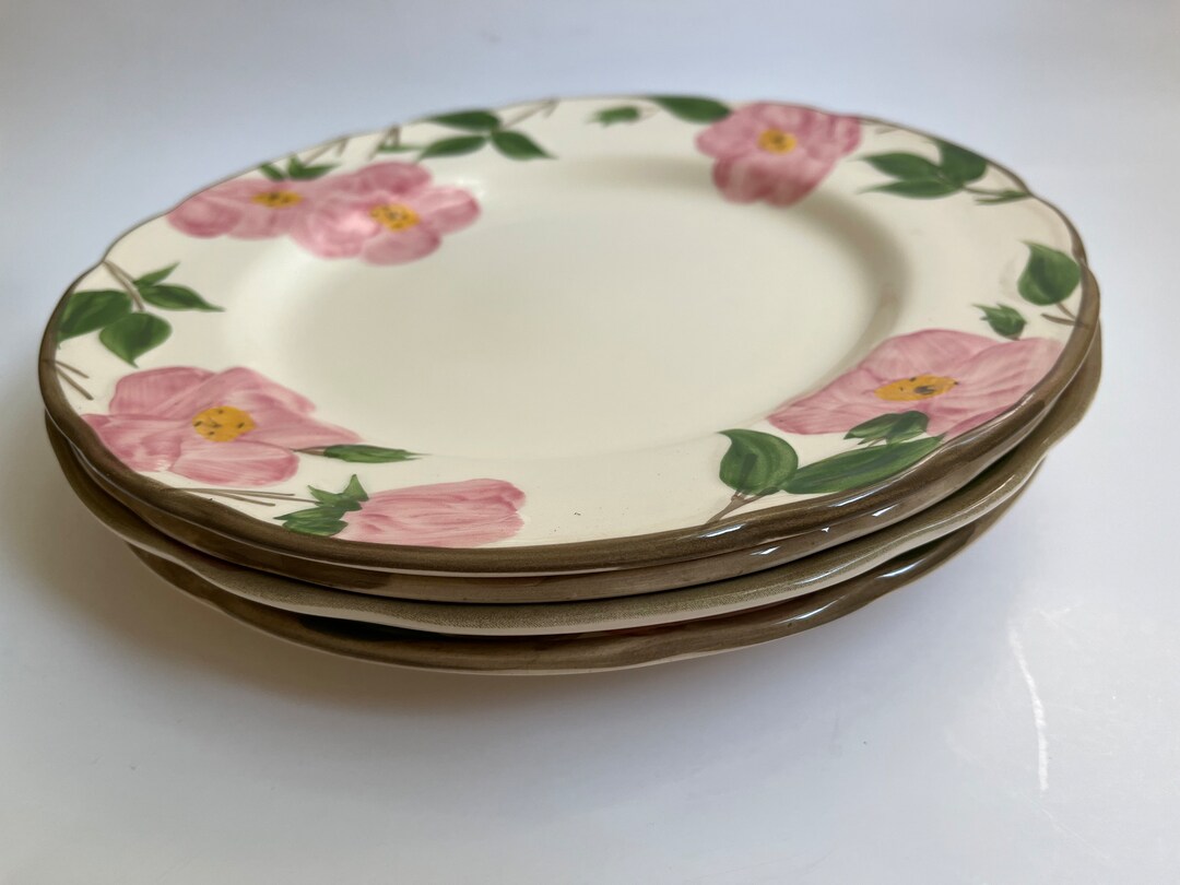 Franciscan Desert Rose Dishes, Set of 4 Dinner Plates, Hand Painted 3 ...