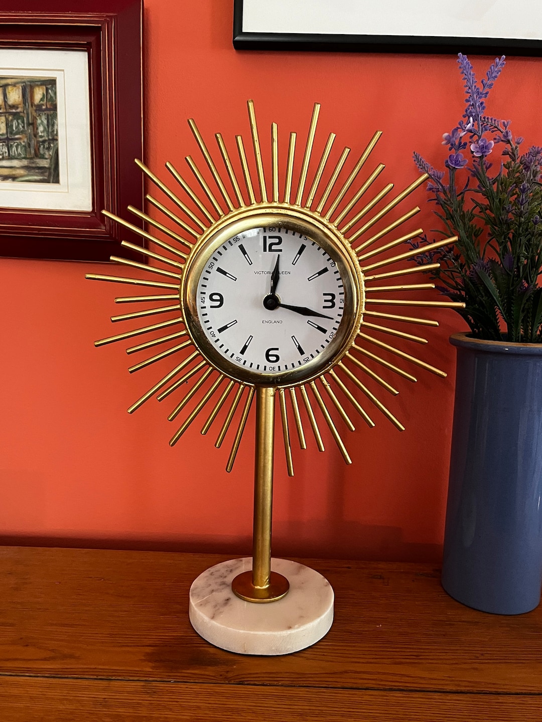 MCM Starburst Clock, Retro Sunburst Clock, Desktop, Battery - Etsy
