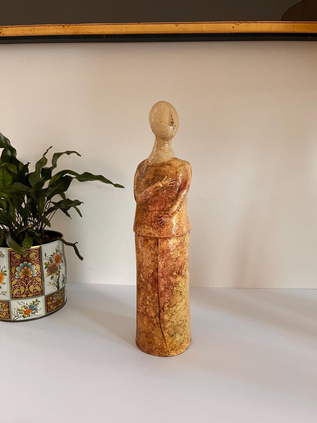 Abstract Ceramic Pregnant Woman Sculpture: Hand-sculpted Pottery Figure ...