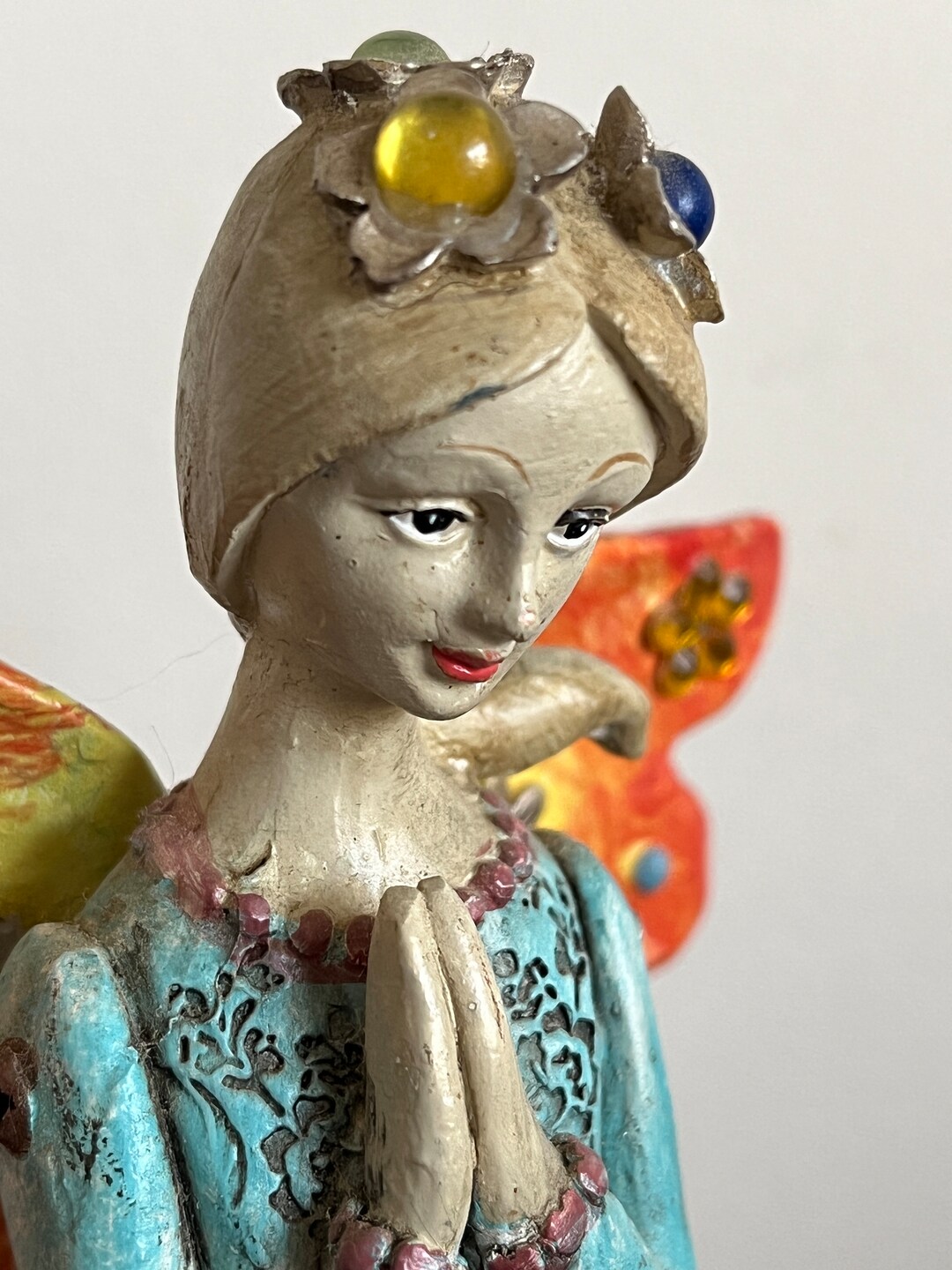 Vintage Angel Statue, Tii Angel, Beautiful Carved Resin Sculpture ...