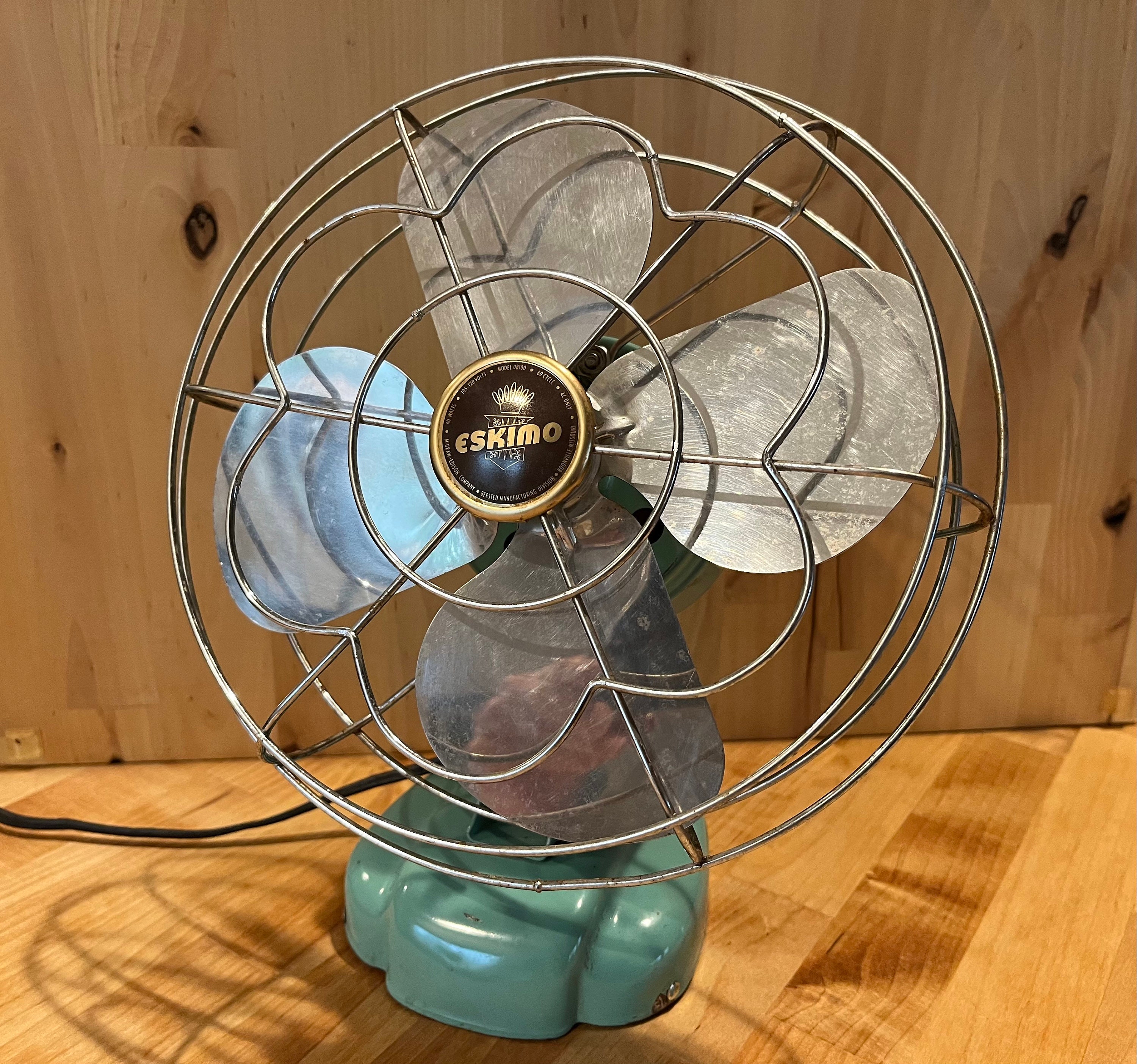 MCM Electric Fan, Art Deco Eskimo by Bersted Mcgraw Edison, Turquoise ...