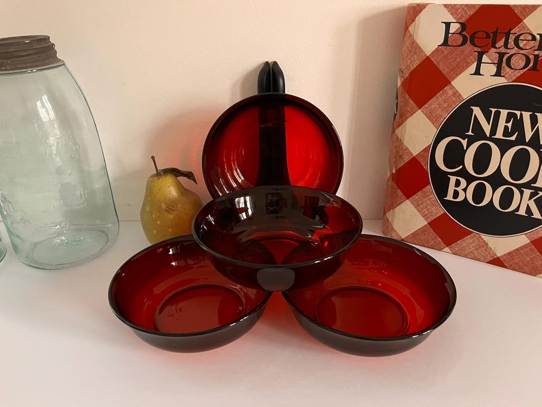 Arcoroc Ruby Red Bowls, Set of 4 Cereal Bowls - Etsy