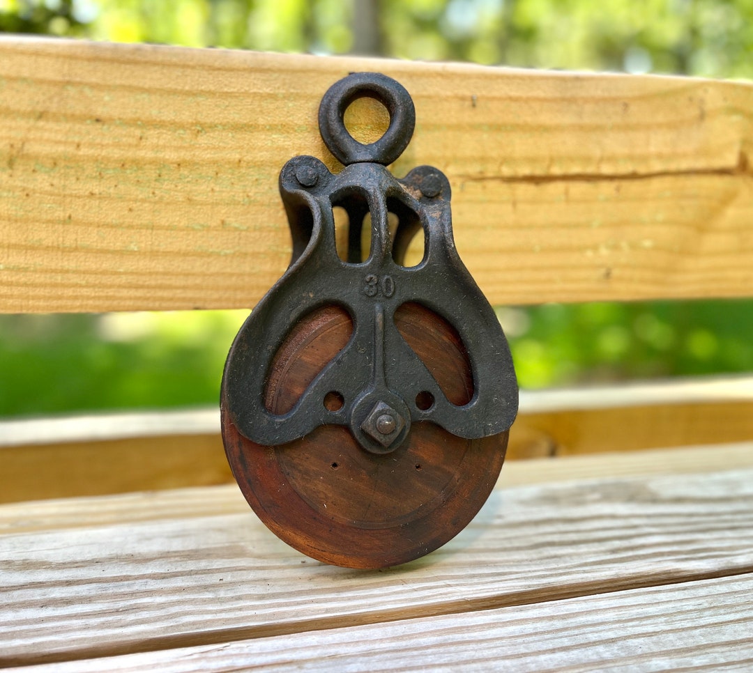 Antique Pulley, Cast Iron and Wood, 11” X 6” X 3” - Etsy
