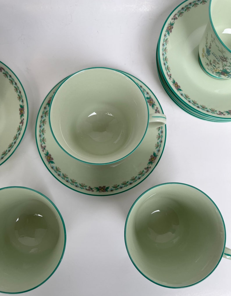 Vintage Botanical Noritake Teacup Set: Paradise Floral, Mint Green ...