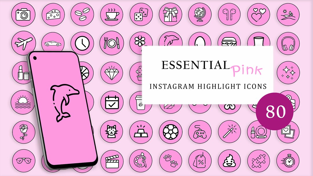 80 Instagram Essential Pink Highlight Icons, Instagram Highlight Covers ...