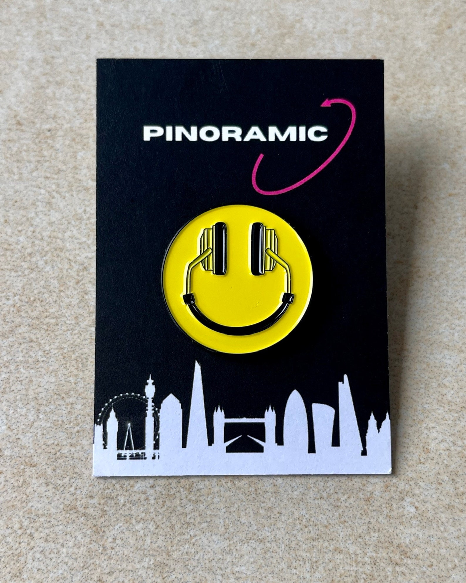 Smiley Face Headphones Pun Soft Enamel Pin - Yellow Lapel Badge New Fun ...