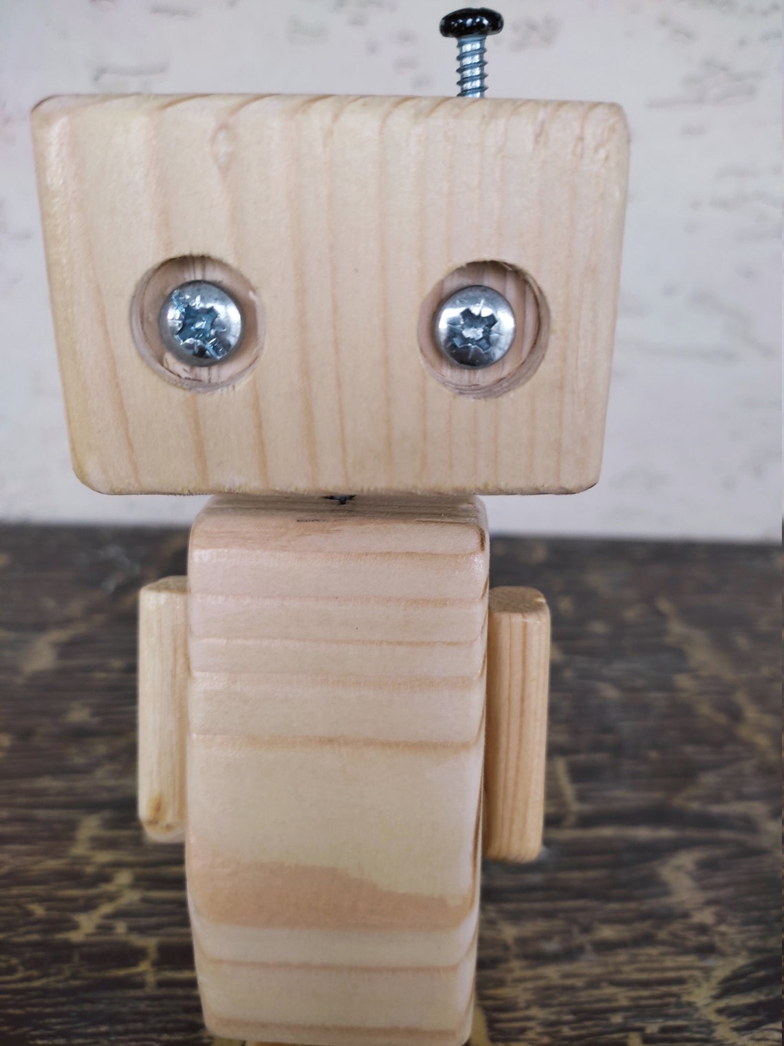 Wood Robot Toy Figurine, Funny Man Cave Decor, Wooden Home Office Decor ...