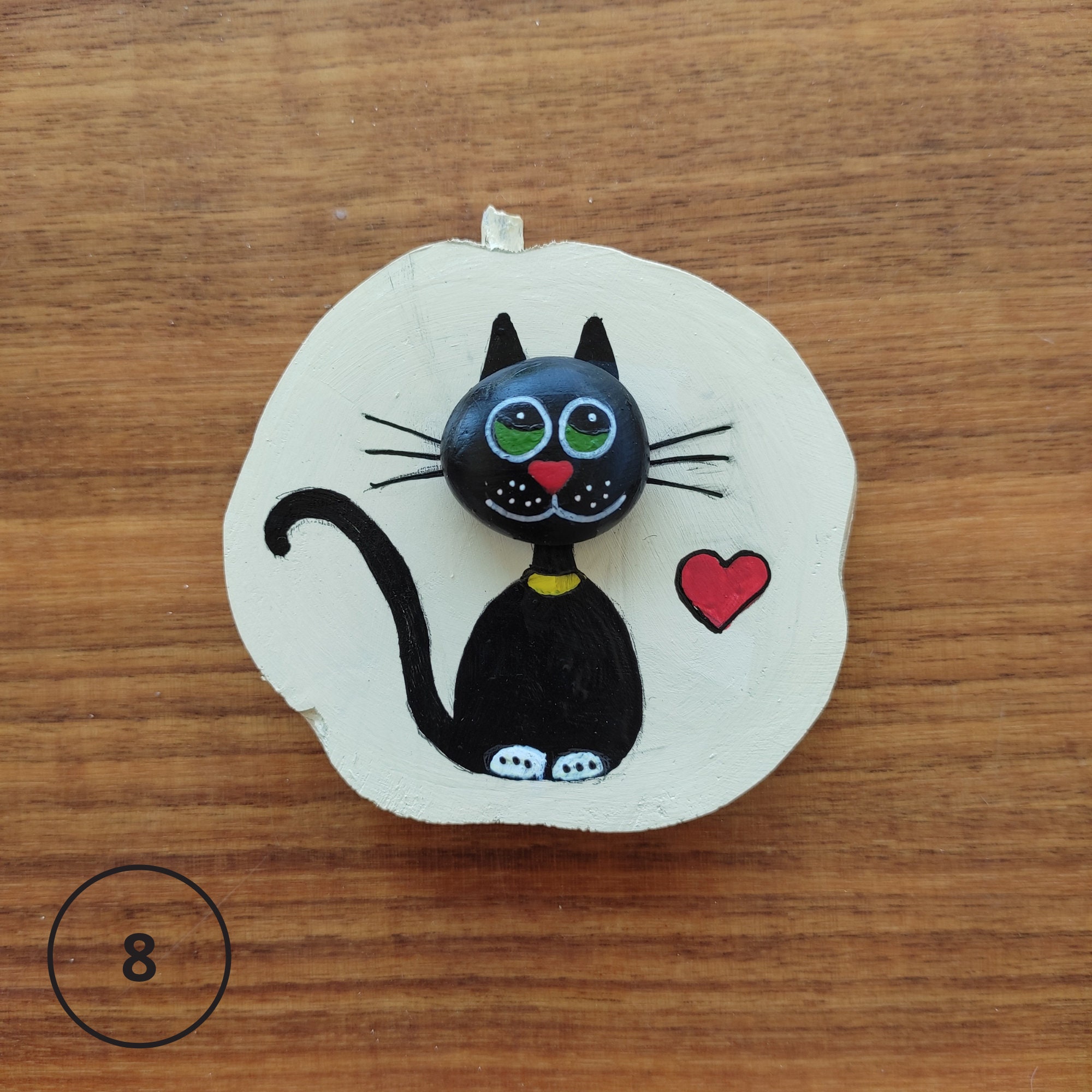 Funny Painted Rock Magnet, Cute Cat Stone Painting on Wood - Etsy
