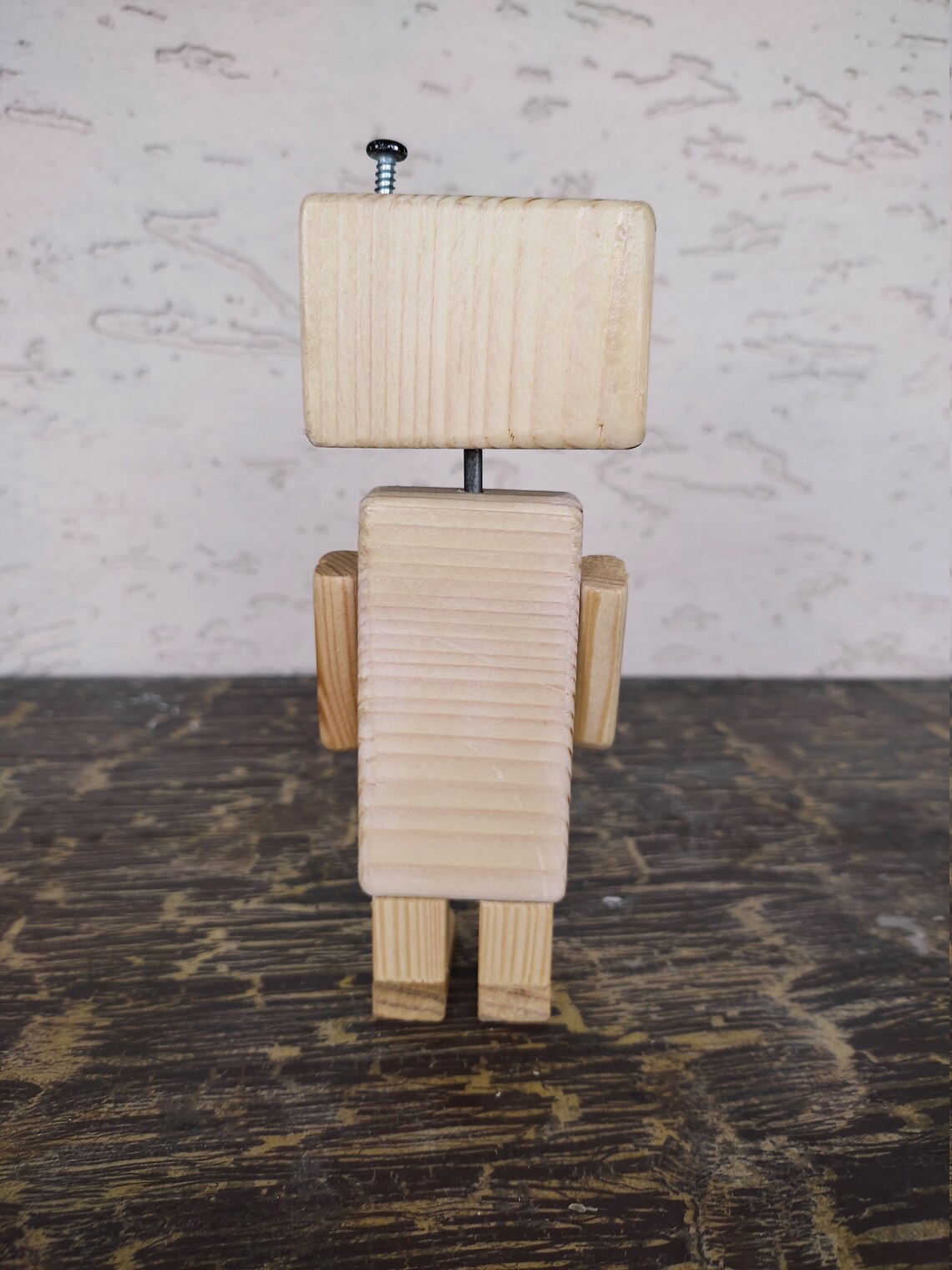 Wood Robot Toy Figurine, Funny Man Cave Decor, Wooden Home Office Decor ...