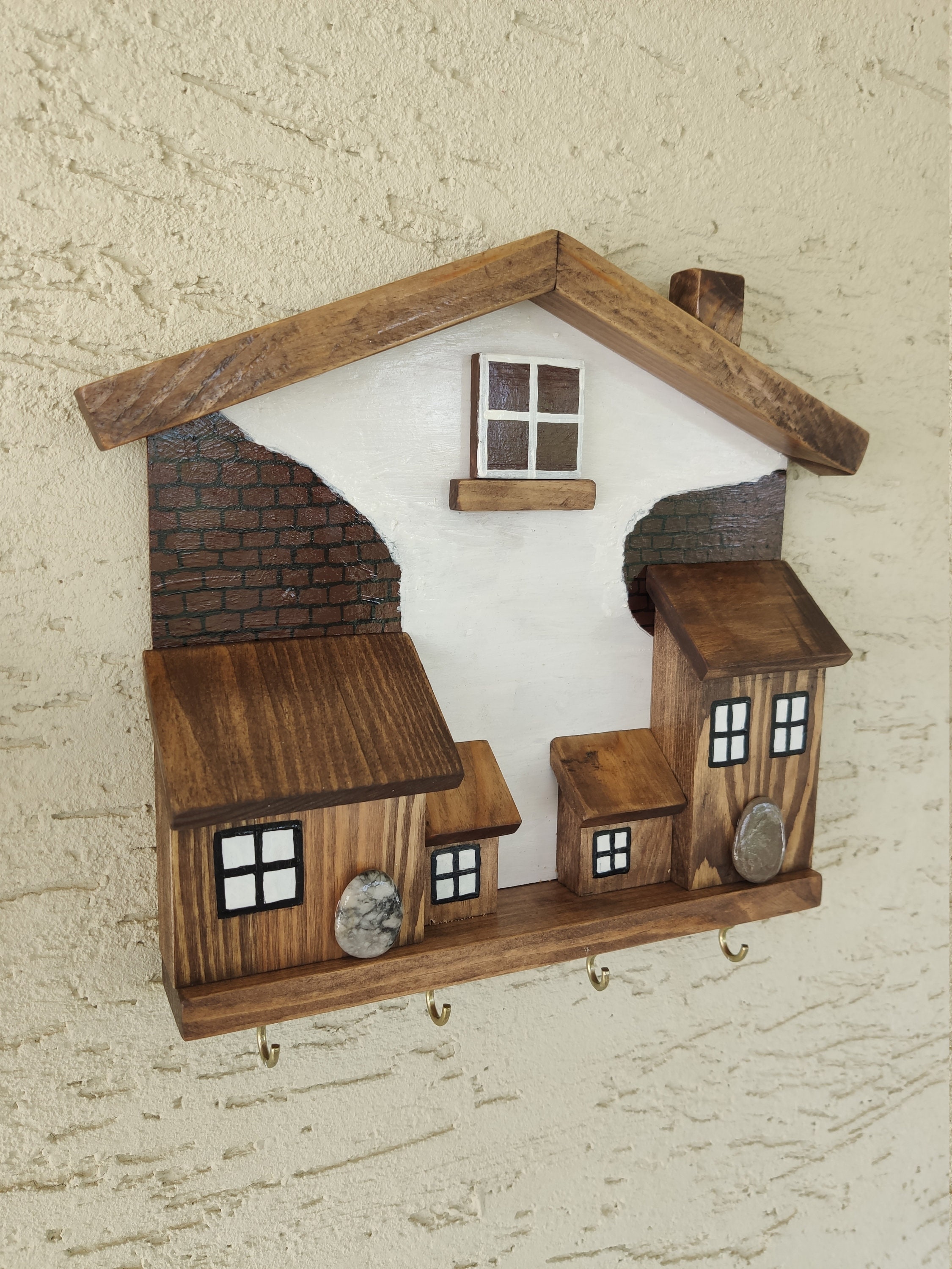 Wood Key Holder for Wall Wooden Decor Small Farmhouse - Etsy