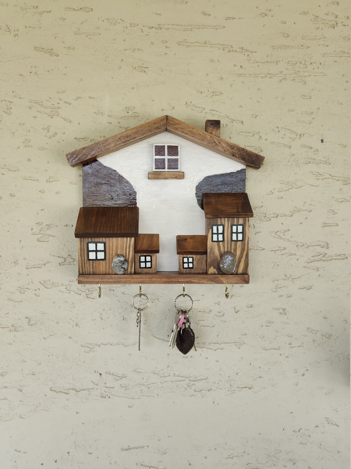 Wood Key Holder for Wall Wooden Decor Small Farmhouse - Etsy