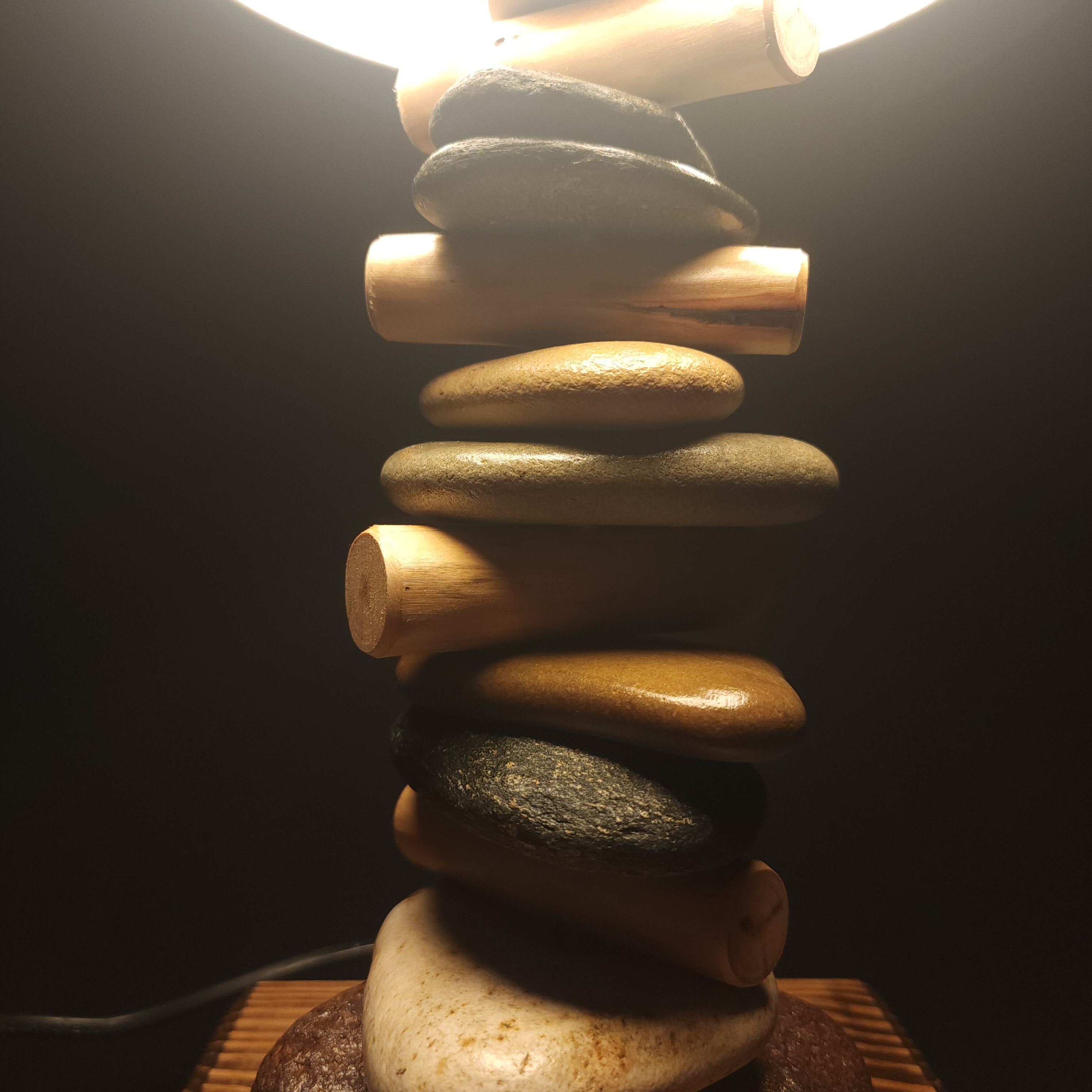 Rock Lamp With Lamp Shade, Stone Rustic Lighting for Table ...