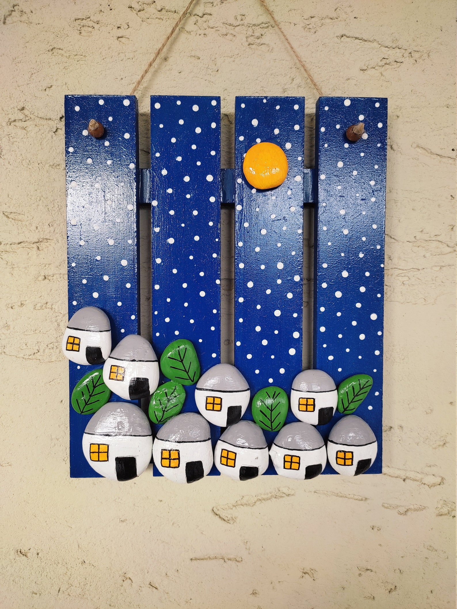 Wooden Key Holder for Wall Painted Rocks House Pebble Art - Etsy