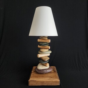 Rock Lamp With Lamp Shade, Stone Rustic Lighting for Table ...