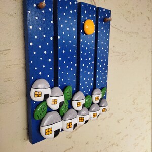 Wooden Key Holder for Wall Painted Rocks House Pebble Art - Etsy