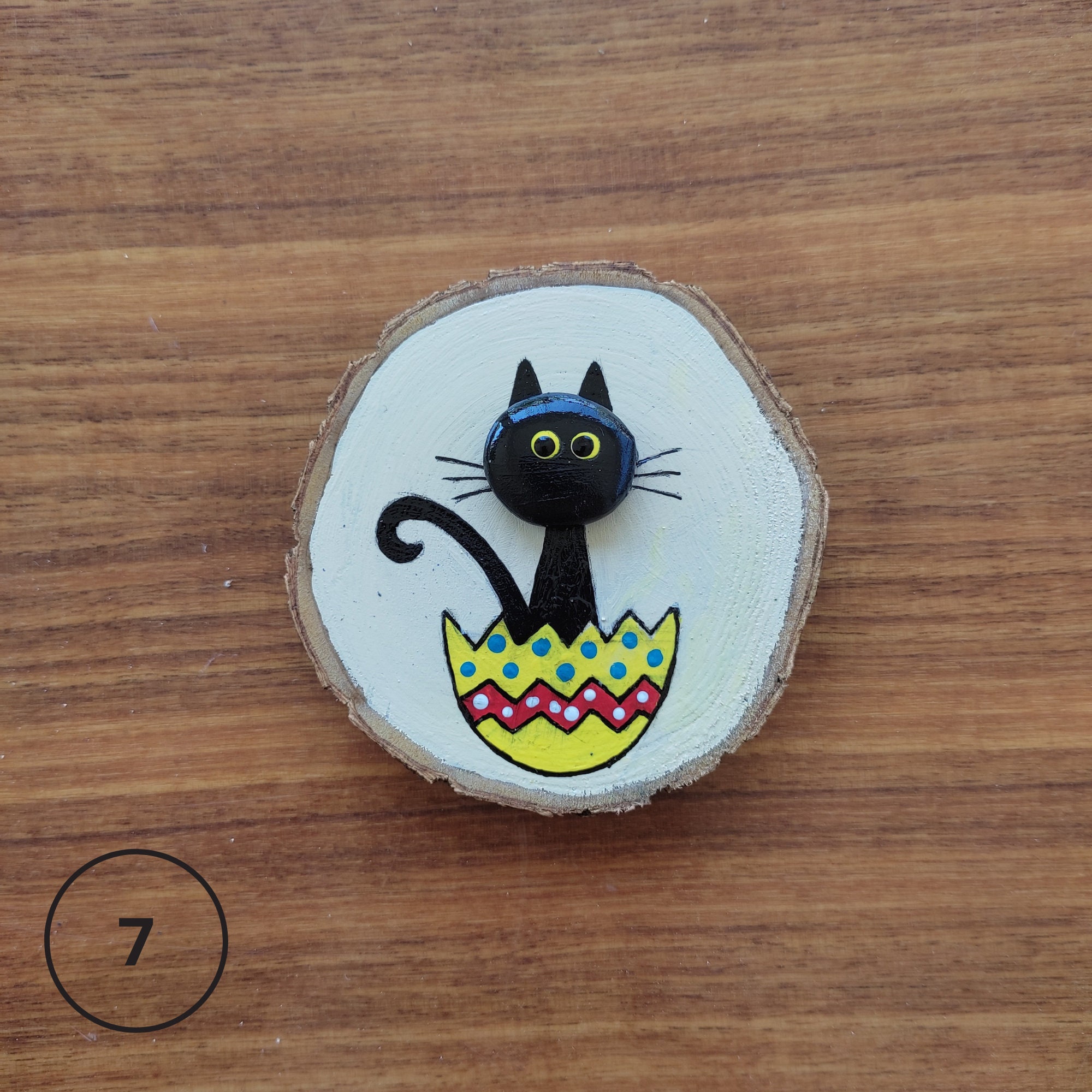 Funny Painted Rock Magnet Cute Cat Stone Painting on Wood - Etsy