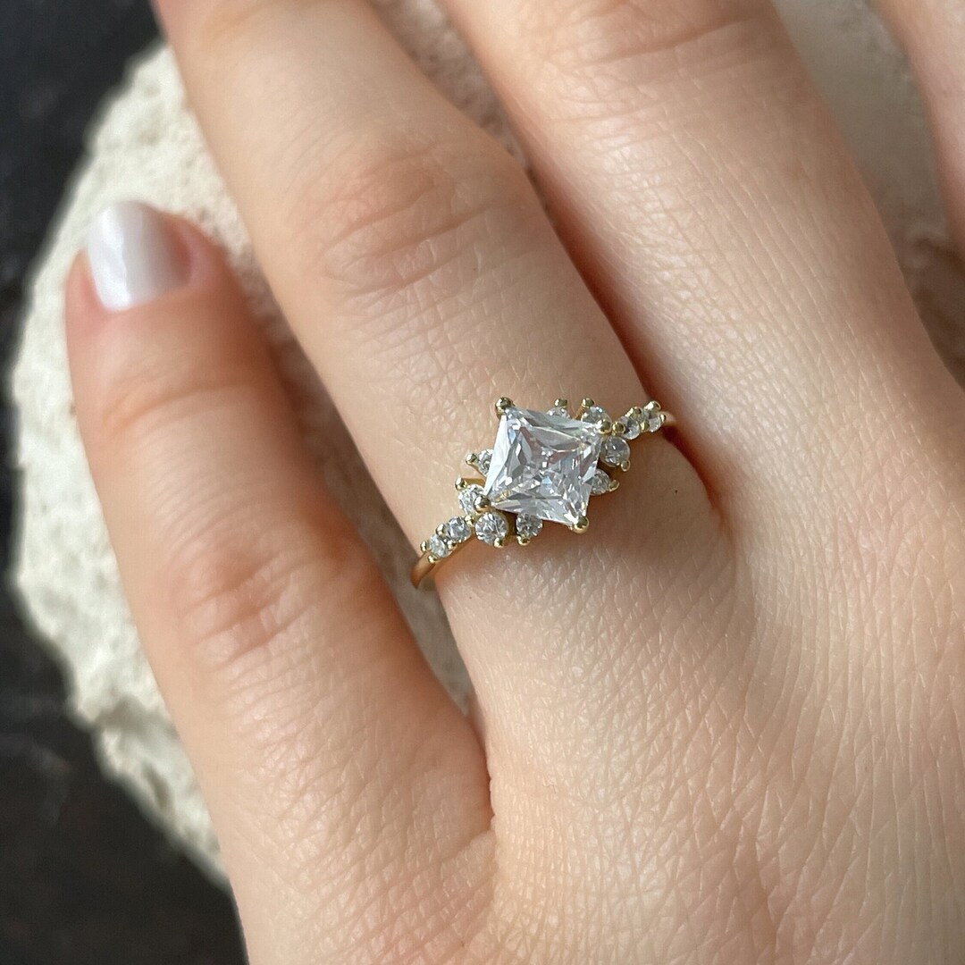 Dainty Gold Engagement Ring Diamond Proposal Ring Gold - Etsy