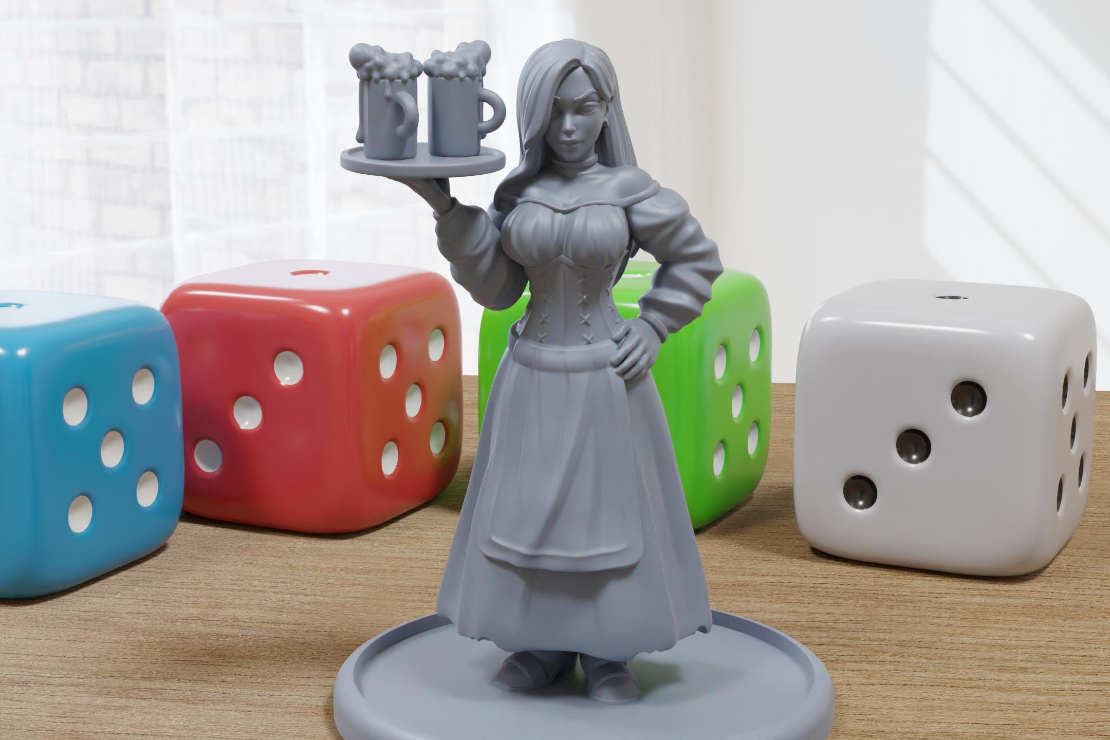 Villager Tavern Barmaid Medieval Townsfolk - 3D Printed Minifigures for ...