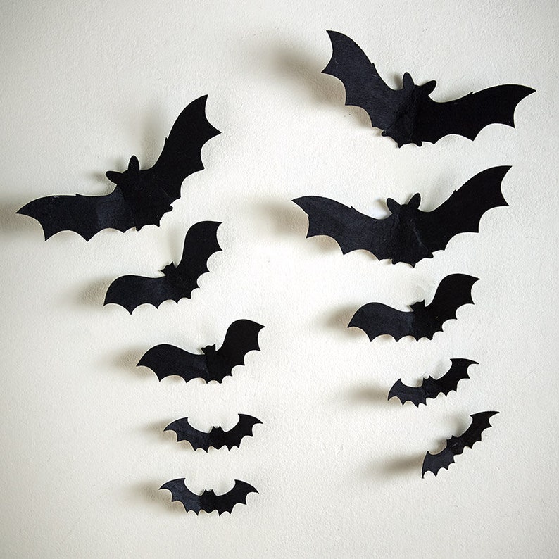 Set 0f 10 Halloween Bats or Crows - Etsy