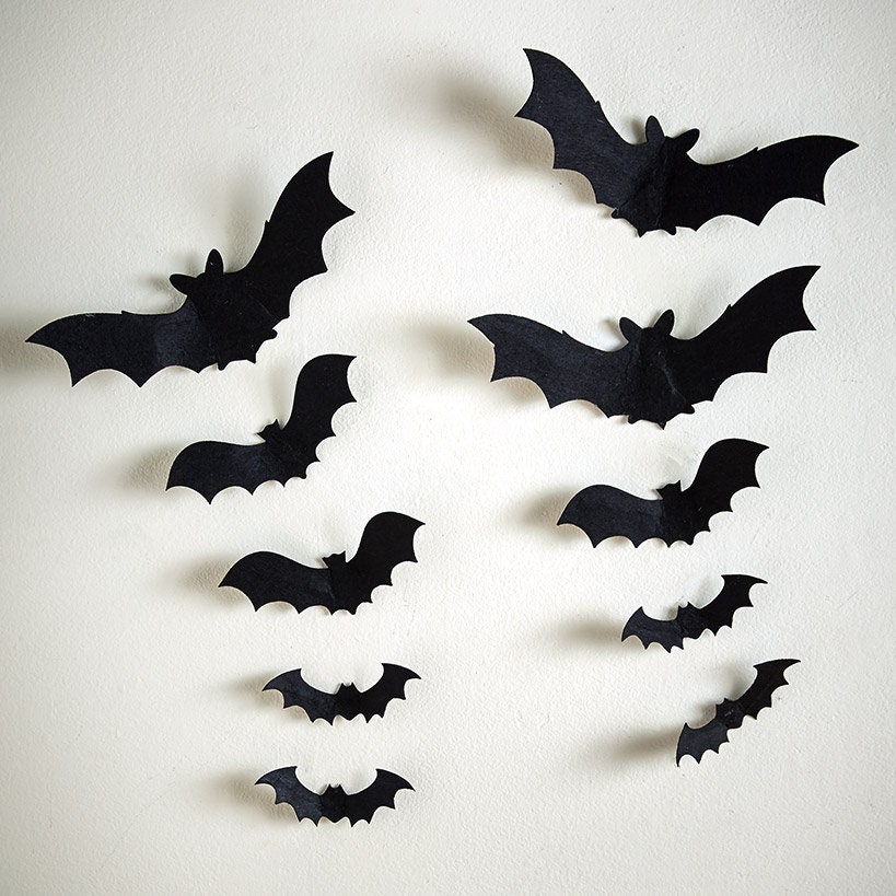 Set 0f 10 Halloween Bats or Crows - Etsy