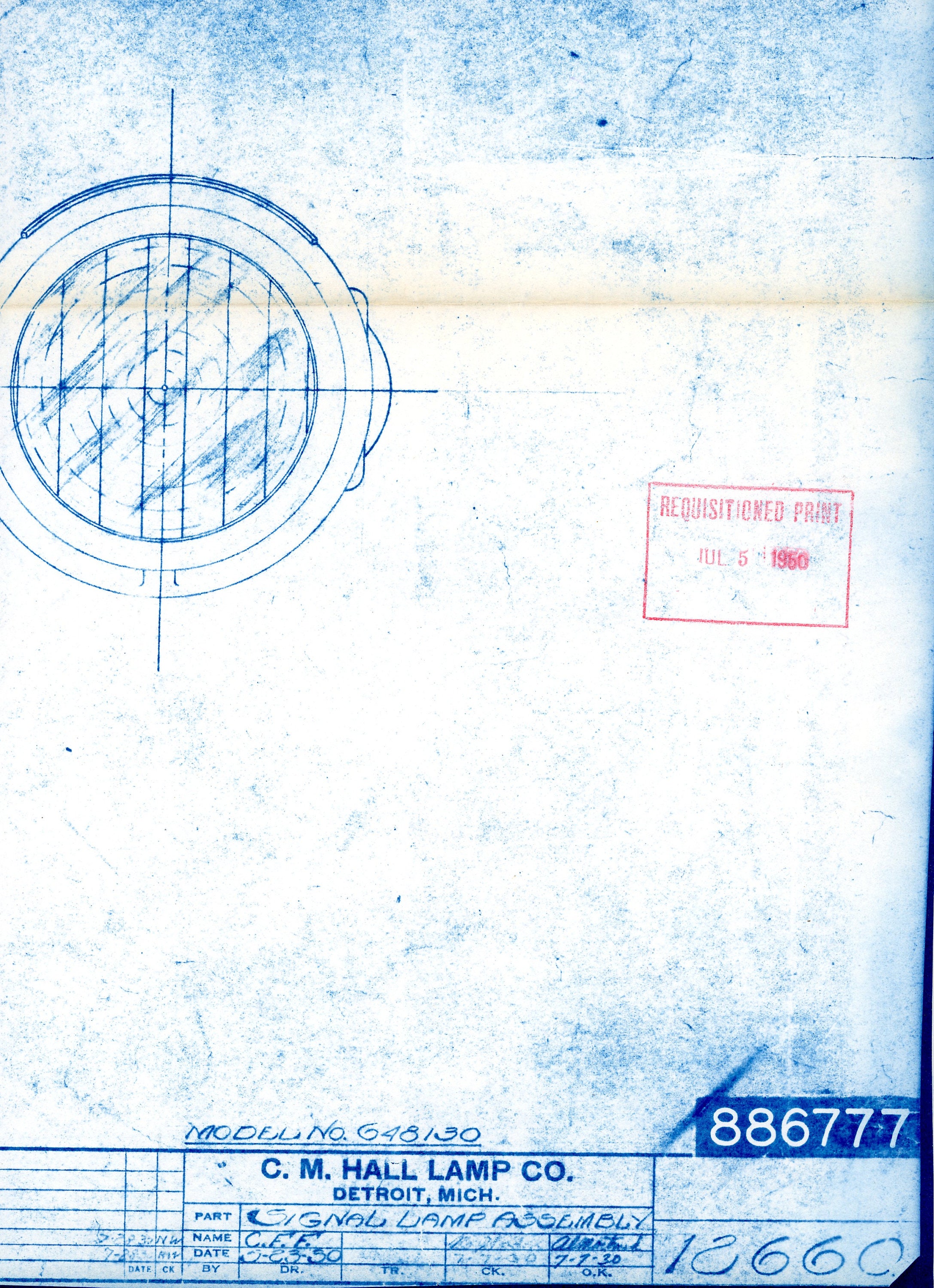 Vintage C.M. Hall Lamp Co Signal Lamp Assembly Blueprint 1930 - Etsy España