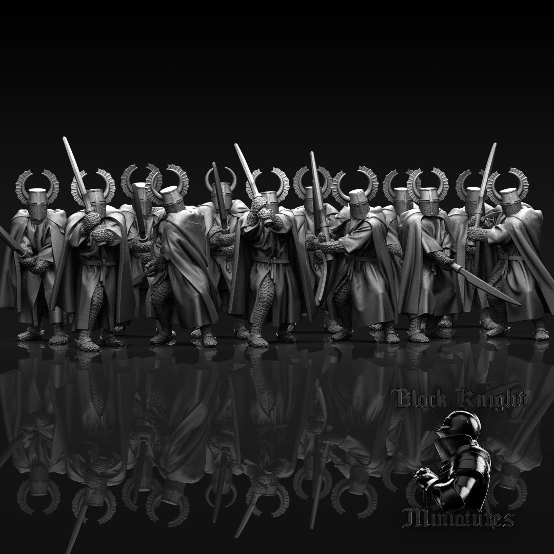 13th Century Teutonic Knights With Winged Great Helms and Faussarts ...