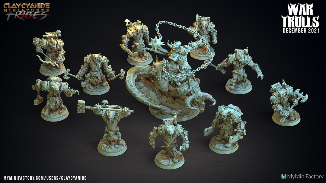 War Trolls - Full Set | Tribes | 32mm Scale | Clay Cyanide Miniatures ...