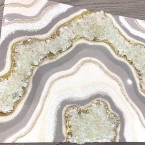 Custom Grey Resin Geode Wall Art | Epoxy Resin Painting | Crystal Geode ...