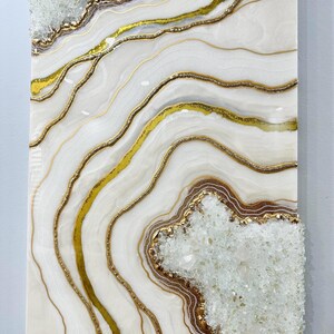 Custom Gold Epoxy Resin Geode Wall Art Crystal Resin Painting Geode ...