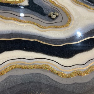 Black Geode Wall Art| Epoxy Resin Painting| Crystal Resin Wall Art ...