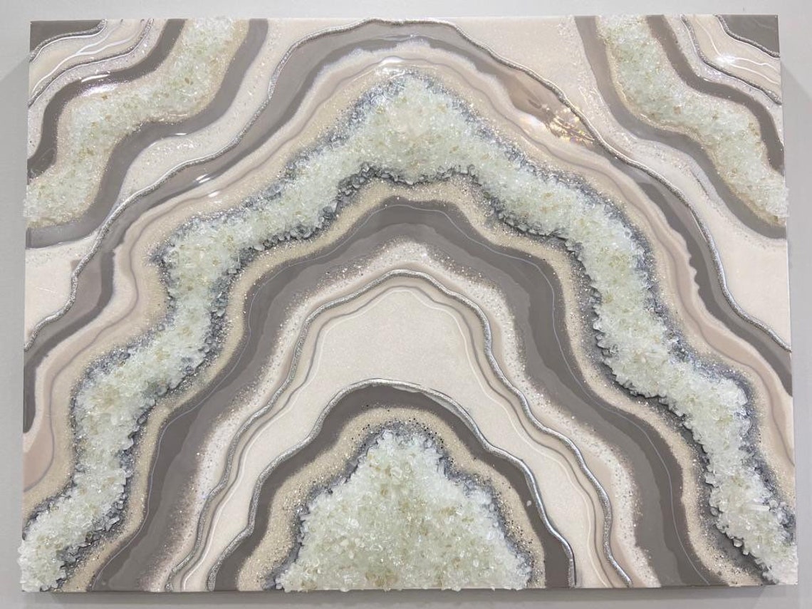 Large Silver Grey Resin Geode Wall Art Crystal Epoxy Resin - Etsy