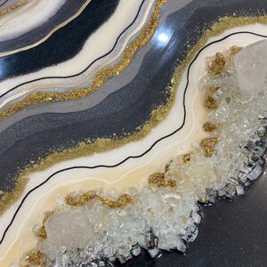 Black Geode Wall Art| Epoxy Resin Painting| Crystal Resin Wall Art ...