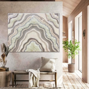 Large Silver Grey Resin Geode Wall Art: Crystal Epoxy Painting - Etsy