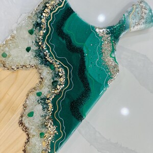 Extra Large Emerald Green and Gold Resin Cheese Board/ Resin ...