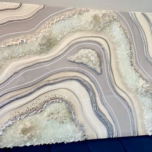 Custom Silver Resin Geode Wall Art crystal Resin Painting Epoxy Resin ...