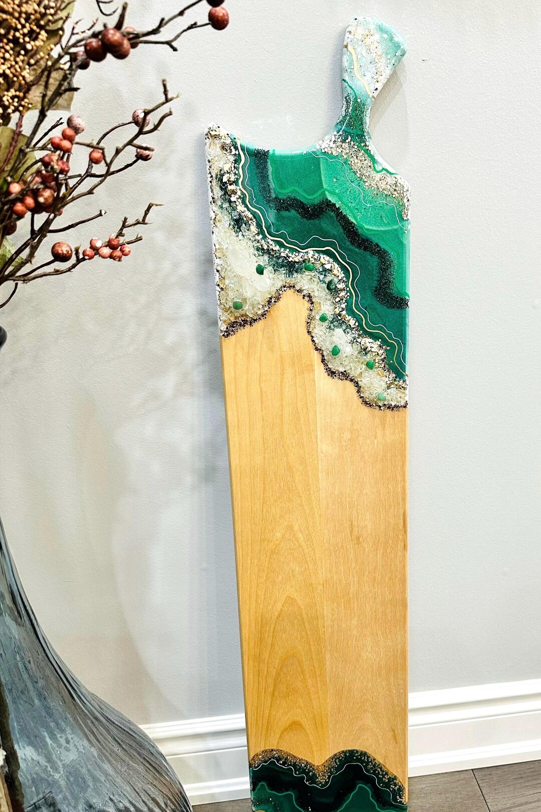 Extra Large Emerald Green and Gold Resin Cheese Board/ Resin ...
