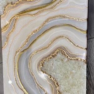 Custom Gold Epoxy Resin Geode Wall Art Crystal Resin Painting Geode ...